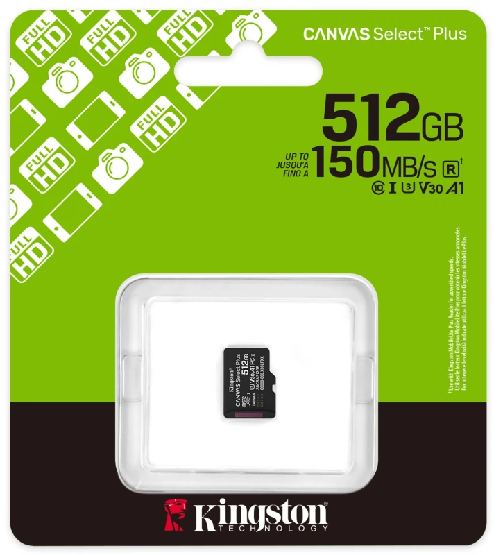 Карта памяти Kingston MicroSDXC 512GB UHS-I Class 10 (SDCS3/512GBSP ...
